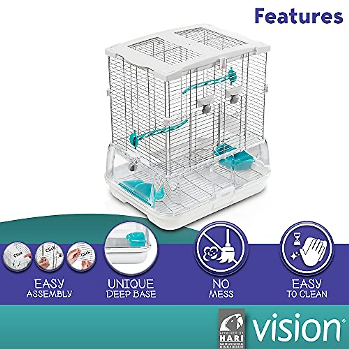 Hari Vision S01 Wire Bird Cage, Bird Home for Budgies, Finches and Canaries, Small