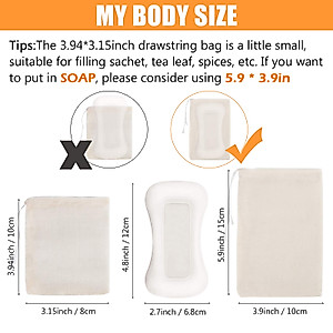 Chielor 50Pcs Cotton Muslin Bags-3.94 x 3.15 Inches Eco-friendly Drawstring Bags for Reusable Sachet, Crafts, Teas, Spices, Soaps, Jewellery, Crafts, Parties, Decor & Favour Gifts for Home Supplies