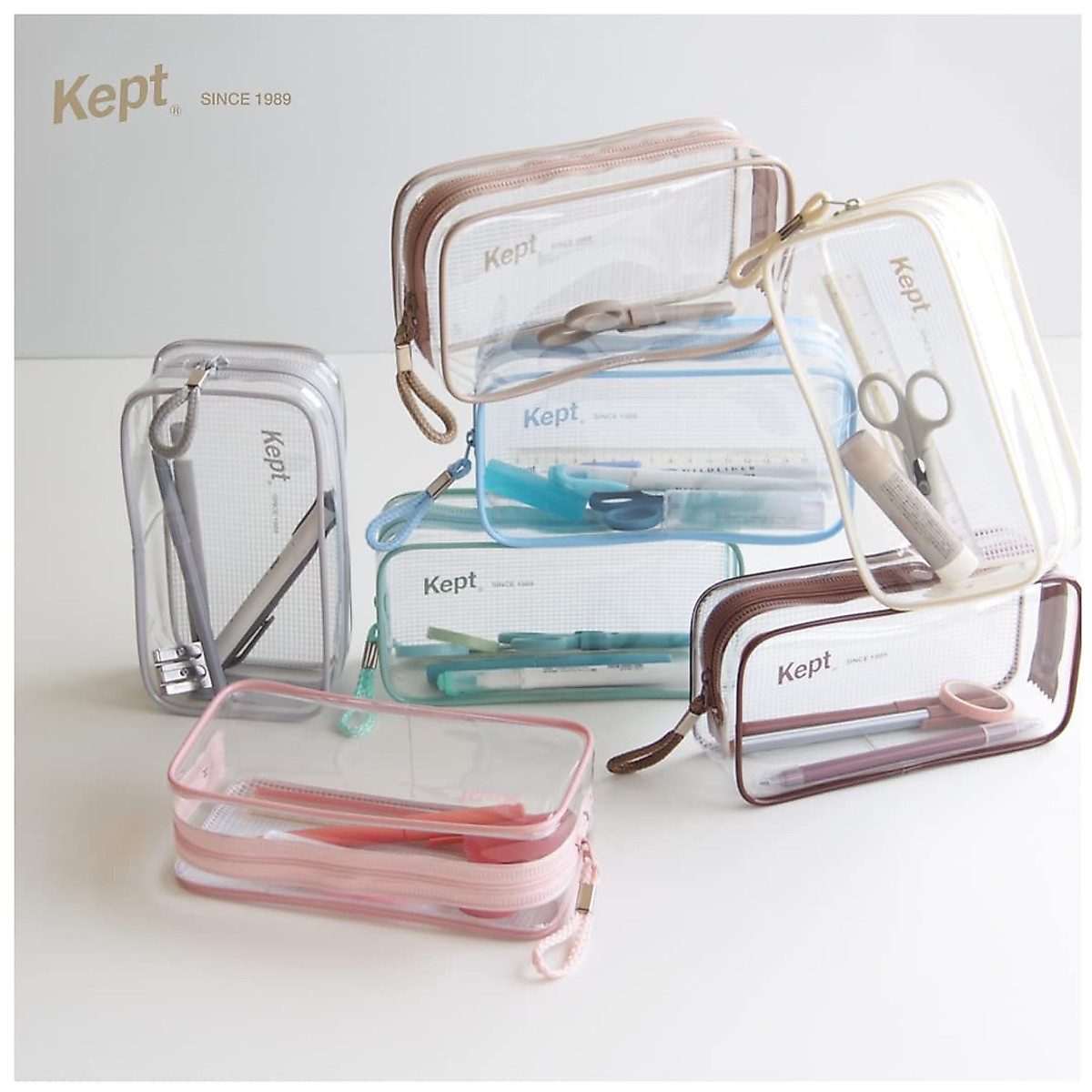 レイメイ藤井 Raymei Fujii KPF Pen Case, Kept Clear Pen Pouch, Light Gray