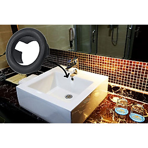 4 Pack Bathroom Basin Sink Round Hole Trim Overflow Cover Rings Hole Insert in Cap Hollow Ring Triangle for Hole Diameter Replacement Ceramic Pots for Home,Sink,Bathroom,Kitchen (Black)