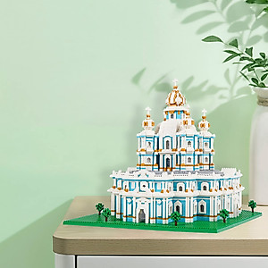 Geniteen Micro Mini Blocks Smolny Cathedral Model Building Blocks Set Architecture Model Mini Building Blocks Gifts for Adult