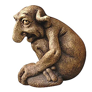 QNQA Gothic Gargoyle Statue,Friendly Troll Resin Sculpture,Personalise Figurine Garden Decor Indoor Outdoor Gnomes Statue for Flowerpot Patio Halloween Ornament,Sitting with hands on feet,5Inch 13cm