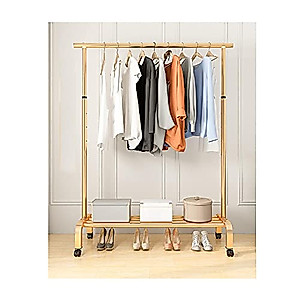 NEOCHY Heavy-Duty Hangers, Wrought Iron Clothing Display Racks, Liftable and Movable Drying Racks, Suitable for Dormitories, Women's Clothing Stores/Golden/100Cm