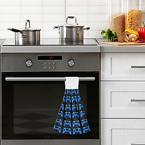 Oyihfvs Video Game Joystick Gamepad in Blue Neon Lights Isolated on Black 2 Pcs Hanging Kitchen Hand Towel, Soft Face Bath Towel, Fast Drying Cleaning Towels with Hook & Loop Home Washcloth Dishcloth