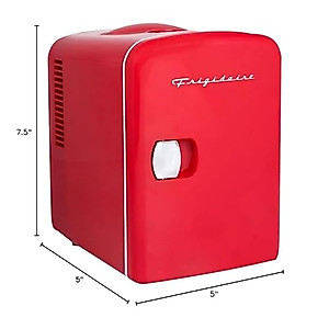Frigidaire Red Mini Portable Compact Personal Fridge Cooler, 4 Liter Capacity Chills Six 12 oz Cans, 100% Freon-Free & Eco Friendly, Includes Plugs for Home Outlet & 12V Car Charger