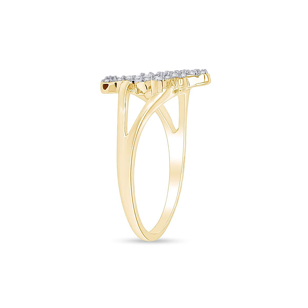 Jewel Zone US White Cubic Zirconia Palm Tree Shape Band Ring in 14k Yellow Gold Over Sterling Silver