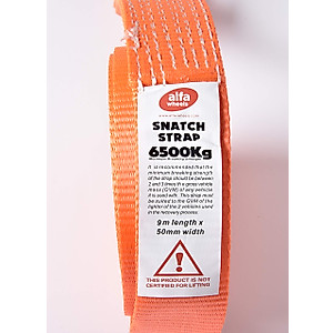 HiGear 2" X 30', 6.5 Ton 2 Inch X 30 Ft. Polyester Tow Strap Rope 2 Loops 14,000lb Towing Recovery 2x30 by Alfa Wheels (Orange, 2in 30ft 2x30)