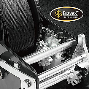 Bravex Boat Trailer Winch 3500lbs with 33ft Strap, Heavy Duty Hook Portable Hand Winch, Two Way Ratchet Manual Winch for SUV ATV UTV for 4:1/8:1 Gear Crank Winch (3500lb with Cable Black Winch)