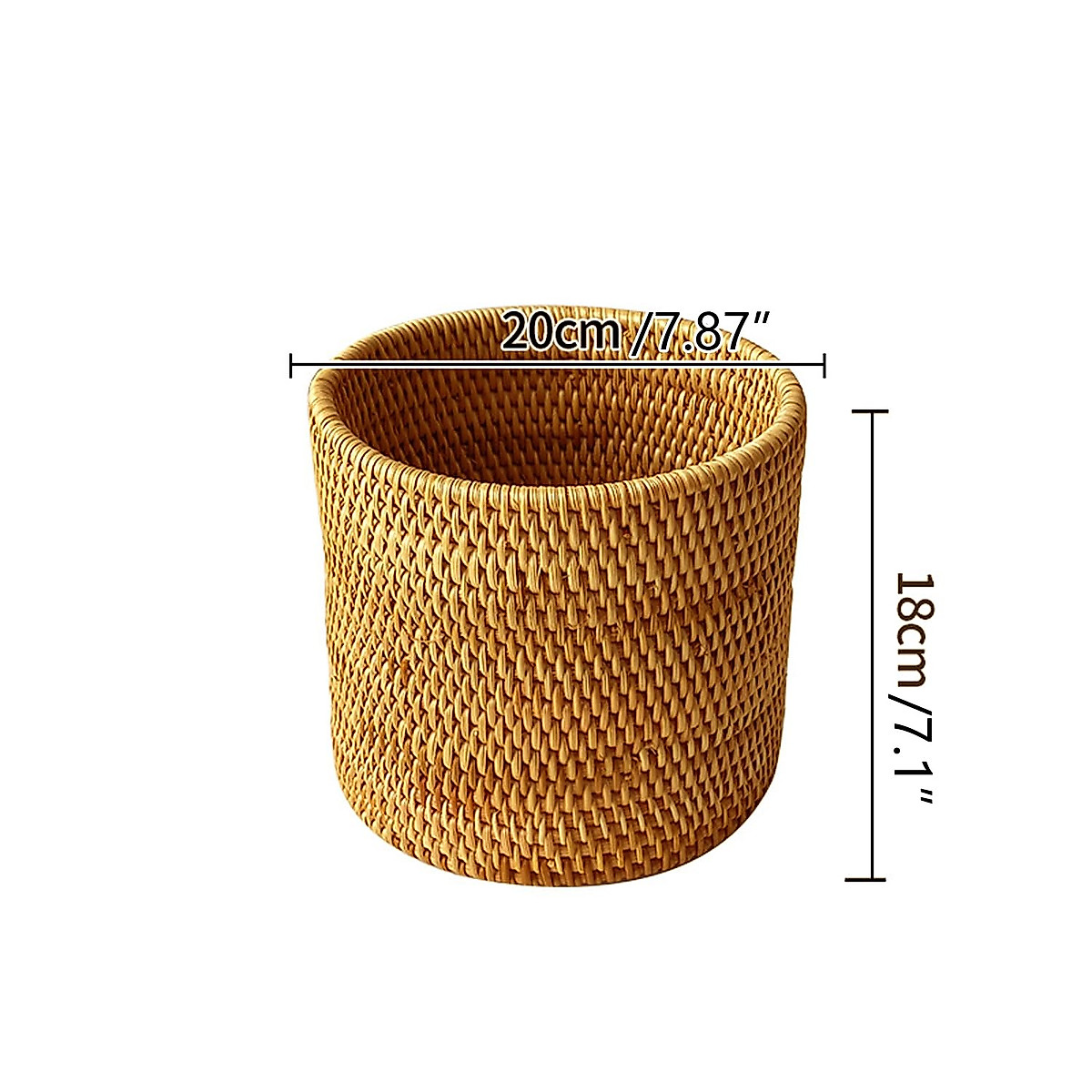 I-LAN Kitchen Rattan Cutlery Utensils Container Holder,Table Wicker Mini Trash Cans,Desktop Storage Bin,Boho Home Decor Flower Pot Cover for Indoor Planter,7.8"x7.8"x7.1"