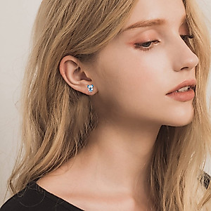 Axolotl Earrings Sterling Silver Sea Creature Stud Earrings Hypoallergenic Cute Earrings with Blue Crystal Kawaii Jewelry Gifts for Women Daughter