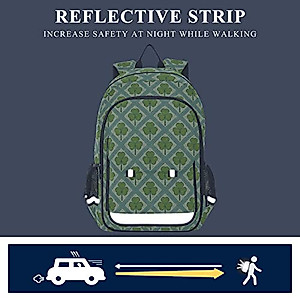 ALAZA St Patrick's Day Clovers Art Backpack Bookbag Laptop Notebook Bag Casual Travel Trip Daypack for Women Men Fits 15.6 Laptop