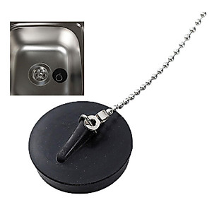 Gllehkt Universal Rubber Bath Plug with Chain Drain Stopper Handy Rubber Bath Plug for Kitchen & Bathroom Sinks 40mm Great