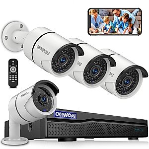 [100ft Super Night Vision] Wired Security Camera System 1080P, 4pcs Wired Home Security Cameras, CCTV DVR Cameras Outdoor, 4 Channel DIY Camrea System with DVR, Camaras para Negocios Facil De Usar
