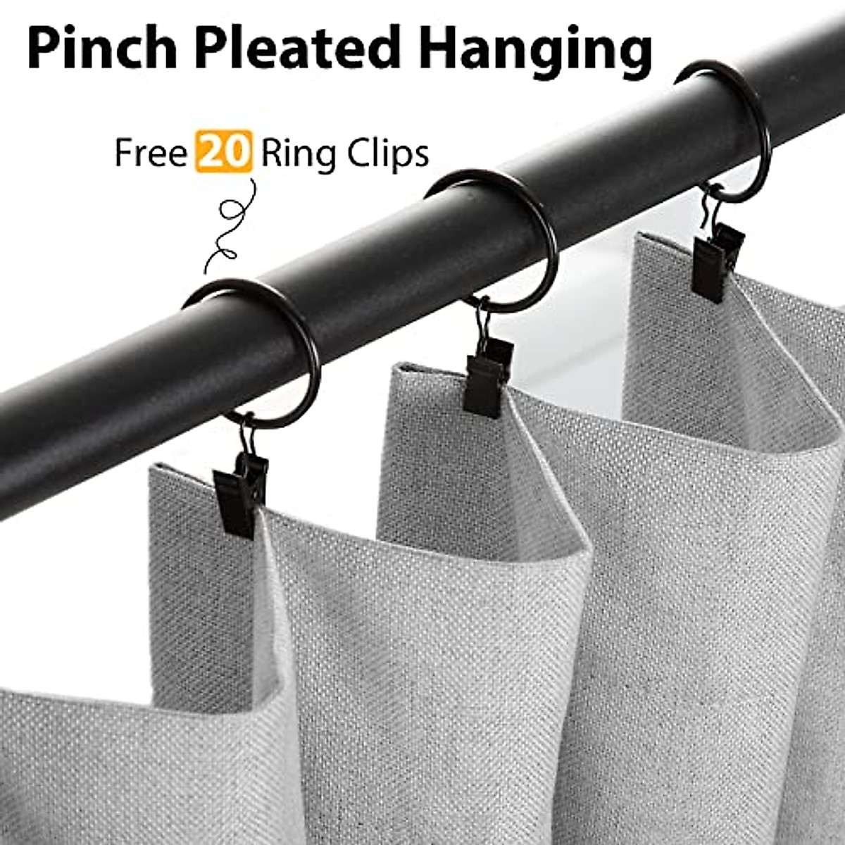 INOVADAY Blackout Curtains 84 Inch Long 2 Panels Burg Linen Textured Thermal Insulated Window Treatment Panels Drapes for Bedroom Living Room - Grey, W50 x L84