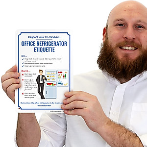 SmartSign 10 x 7 inch “Respect Your Co-Workers - Office Refrigerator Etiquette” Sign, Digitally Printed, 55 mil HDPE Plastic, Multicolor, Made in USA