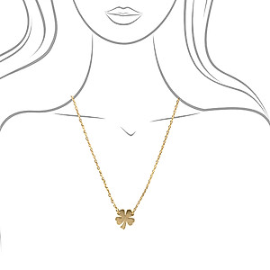 Spinningdaisy Handcrafted Brushed Metal Irish 4 Leaf Clover Necklace Gold