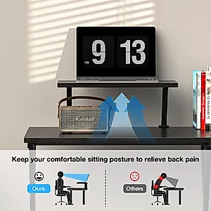 Mr IRONSTONE 63" L Shaped Computer Desk, Corner Desk, Home Office Desk, Gaming Writing Workstation with Large Monitor Stand, Easy to Assemble, Black Willow