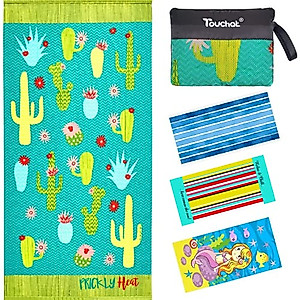 Touchat Beach Towel Oversized,Thick Microfiber Beach Towel 30”x60”,Super Absorbent Sand Free Cute Cactus Cool Swim Beach Towels for Kids,Men,Women,Boys,Girls