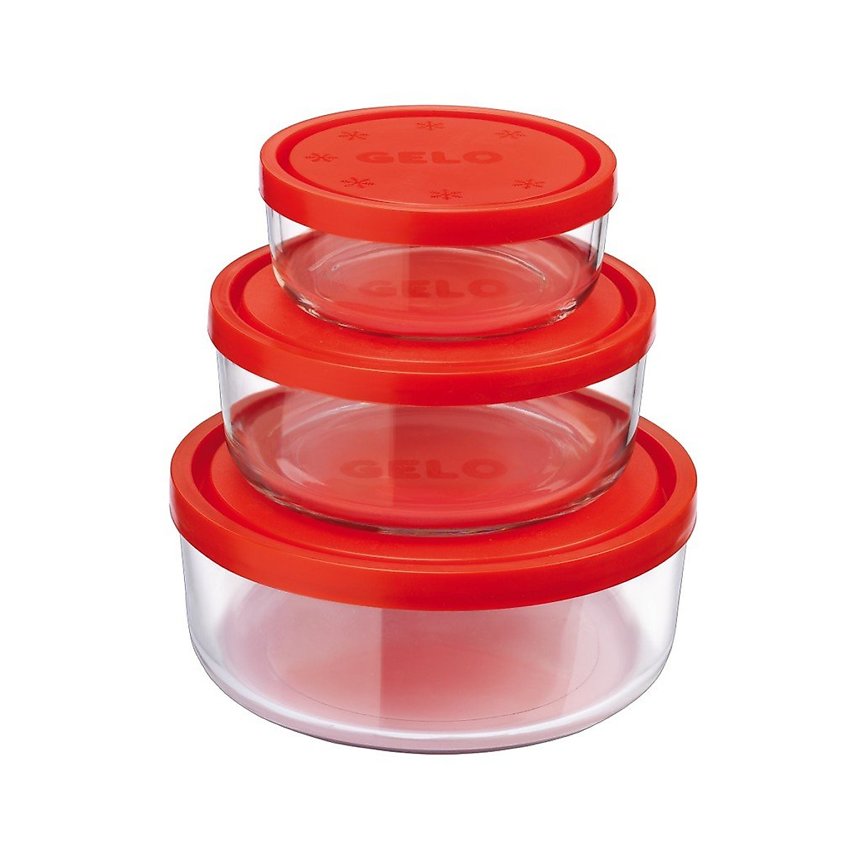 Bormioli 226017-s02 Gelo Box Storage Glass Jar with Lid Set of 3 Red