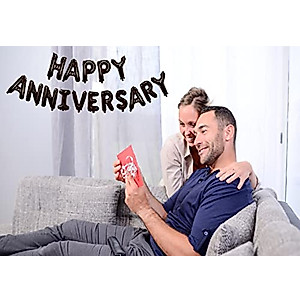 Black Happy Anniversary Balloons,Happy Anniversary Party Decorations 16Inch