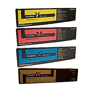 Kyocera TK-8509 TasKalfa 4550 4551 5550 5551 Toner Cartridge Set (Black Cyan Magenta Yellow, 4-Pack) in Retail Packaging