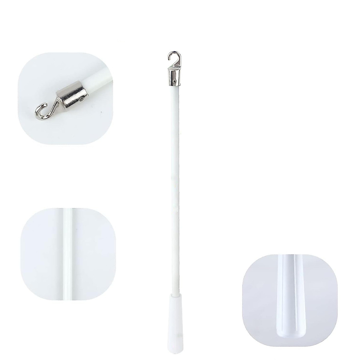 2 Pack Blind Wand with Metal Hook, 12 Inch White Fiberglass Window Blind Tilt Wand, Vertical Blind Wand Control Replacement, Blind Rod Replacement, Blind Opener Stick