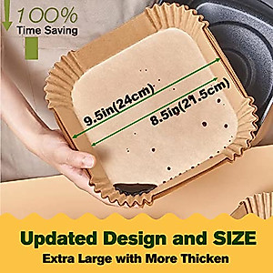 Liners for Air Fryer Basket, XL Disposable Air Fryer Paper Liners for Power XL, Chefman, Instant Pot Air Fryer Basket, Air Fryer Parchment Paper Liners 9.5 Inch Square, 125PCS Air Fryer Oven Liners