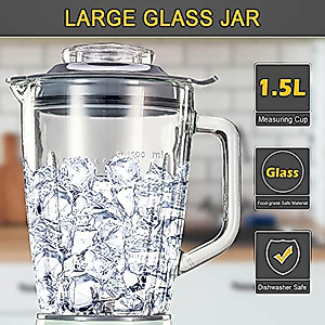 Bear Countertop Blender, 1000W Professional Smoothie Blender for Shakes and Smoothies with 51 Oz Glass Jar, Step-less Speed Knob and 3 Functions for Crushing Ice, Fruit and Pulse/Autonomous Clean