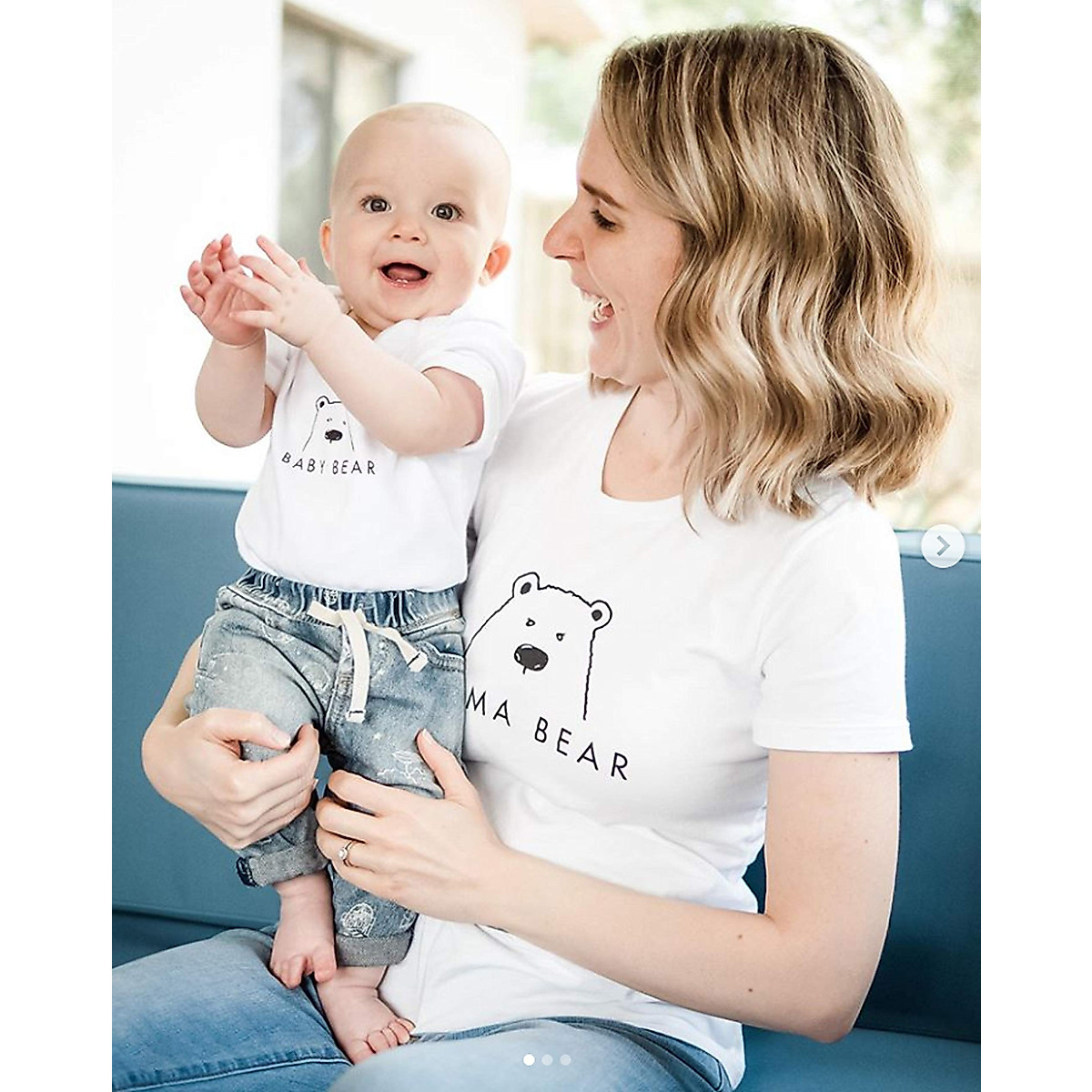 The Spunky Stork Family Mama Papa Baby Bear Matching Tshirt for Moms & Dads (3-6 Months, Baby Bear | Bodysuit)