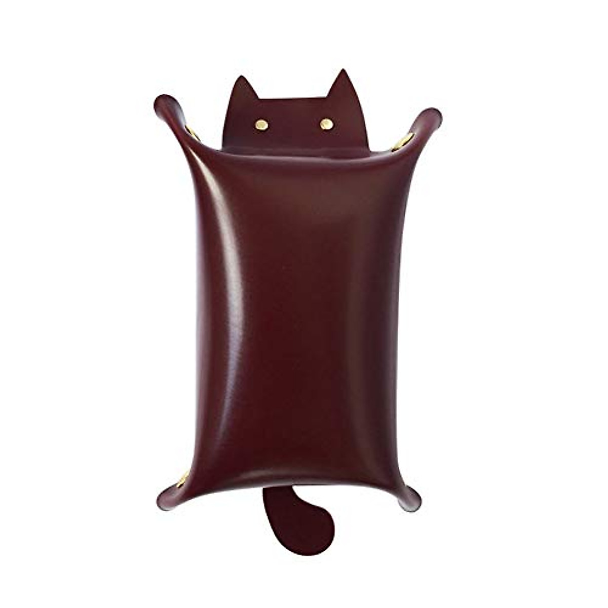 Coherny Creative Dice Cat Shape Leather Desktop Storage Tray Makeup Tray Key Coin Folding Tray Storage Box