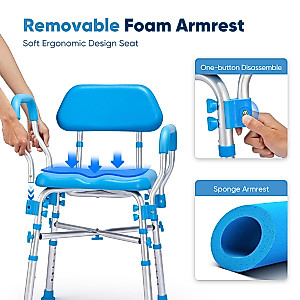 Zler Heavy Duty Shower Chair with Back, 500lbs Padded Shower Chair for Inside Shower - Tool-Free Anti Slip Bathroom Seat for Elderly, Senior, Handicap & Disabled