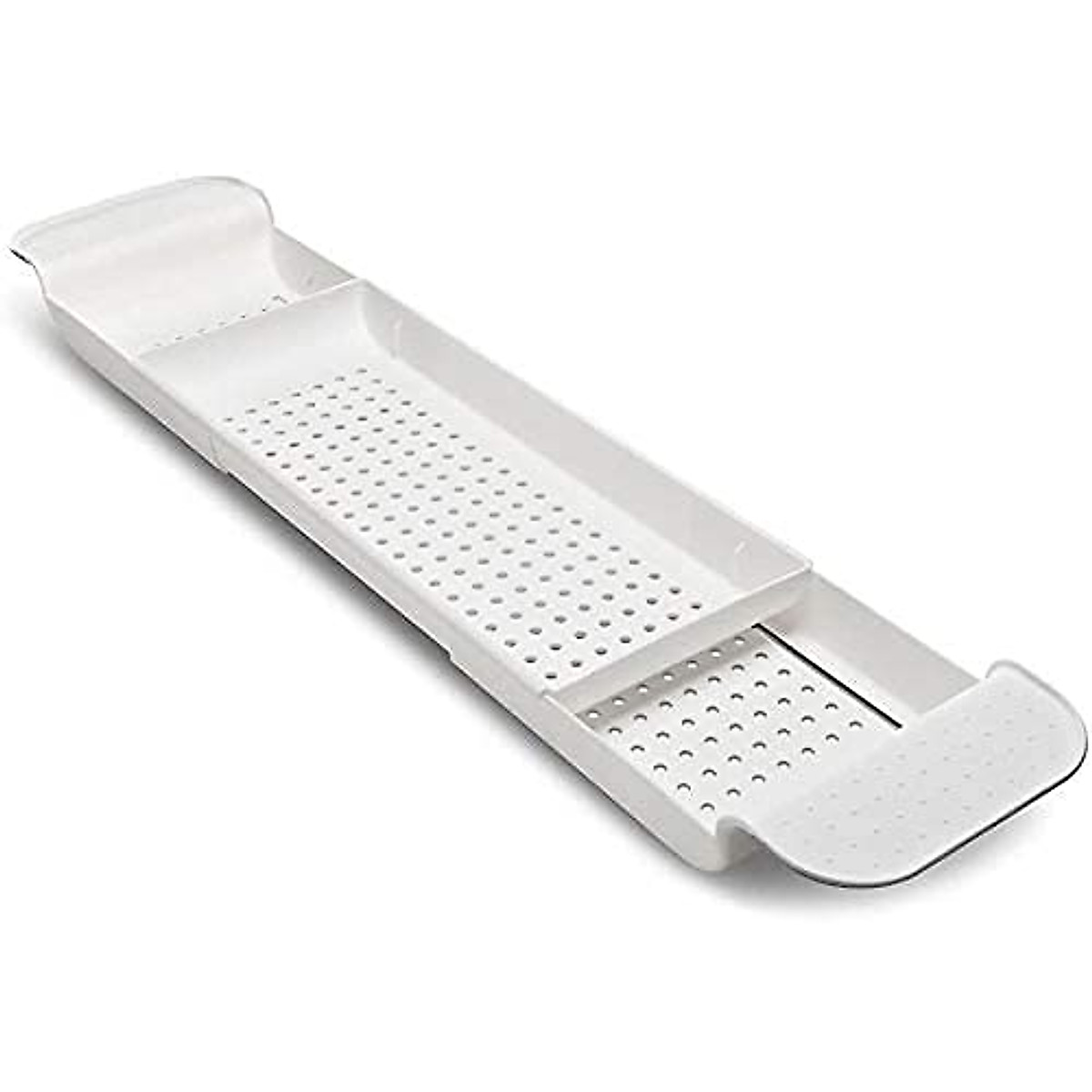 Bathtub Tray Caddy Plastic Shower Organizer Trays with Extending Sides Bath Kitchen Shelf, Fits Most Tubs 31" x 6.7" (White)