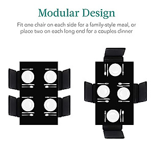 Best Choice Products 5-Piece Kitchen Dining Table Set for Dining Room, Kitchen, Dinette, Compact Space w/Glass Tabletop, 4 Faux Leather Metal Frame Chairs - Black