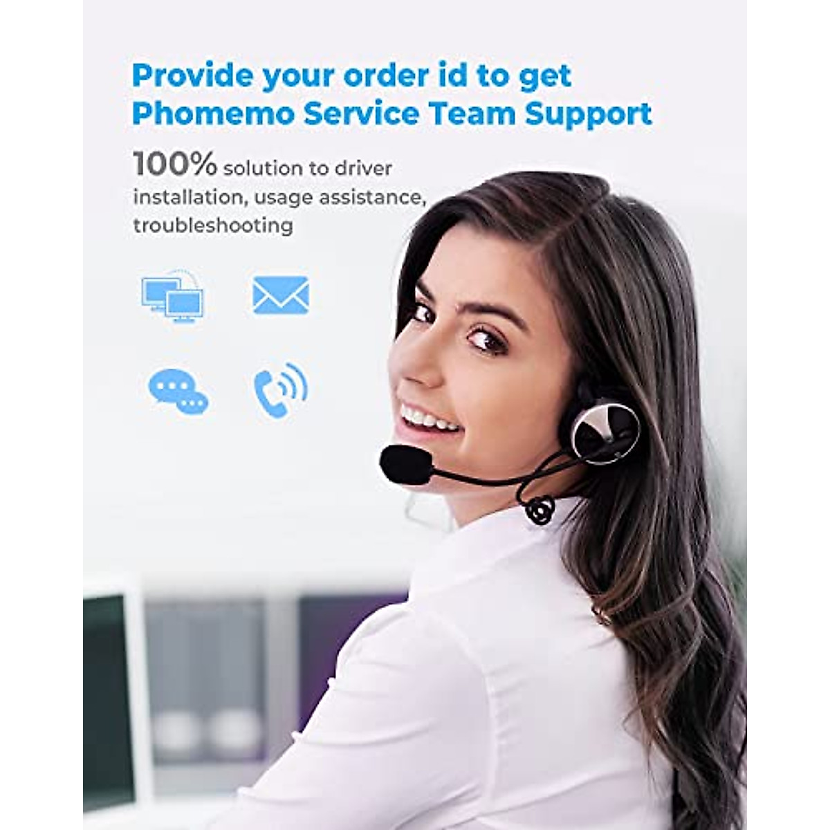 Phomemo Barcode Printer M110 Label Printer, Upgraded Bluetooth Portable Thermal Label Maker for Small Business, Address, Office, Home for Phone; for PC/Mac(USB), with 100pcs Labels, Ebony Black