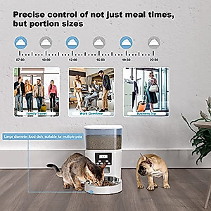 Tomxcute Automatic Cat Feeders,Cat Dry Food Dispenser for Cat Small Dog,4L Timed Dog Feeder with Desiccant Bag for Pet Feeder,Programmable Portion Size Control 6 Meals Per Day, 10s Voice Recorder