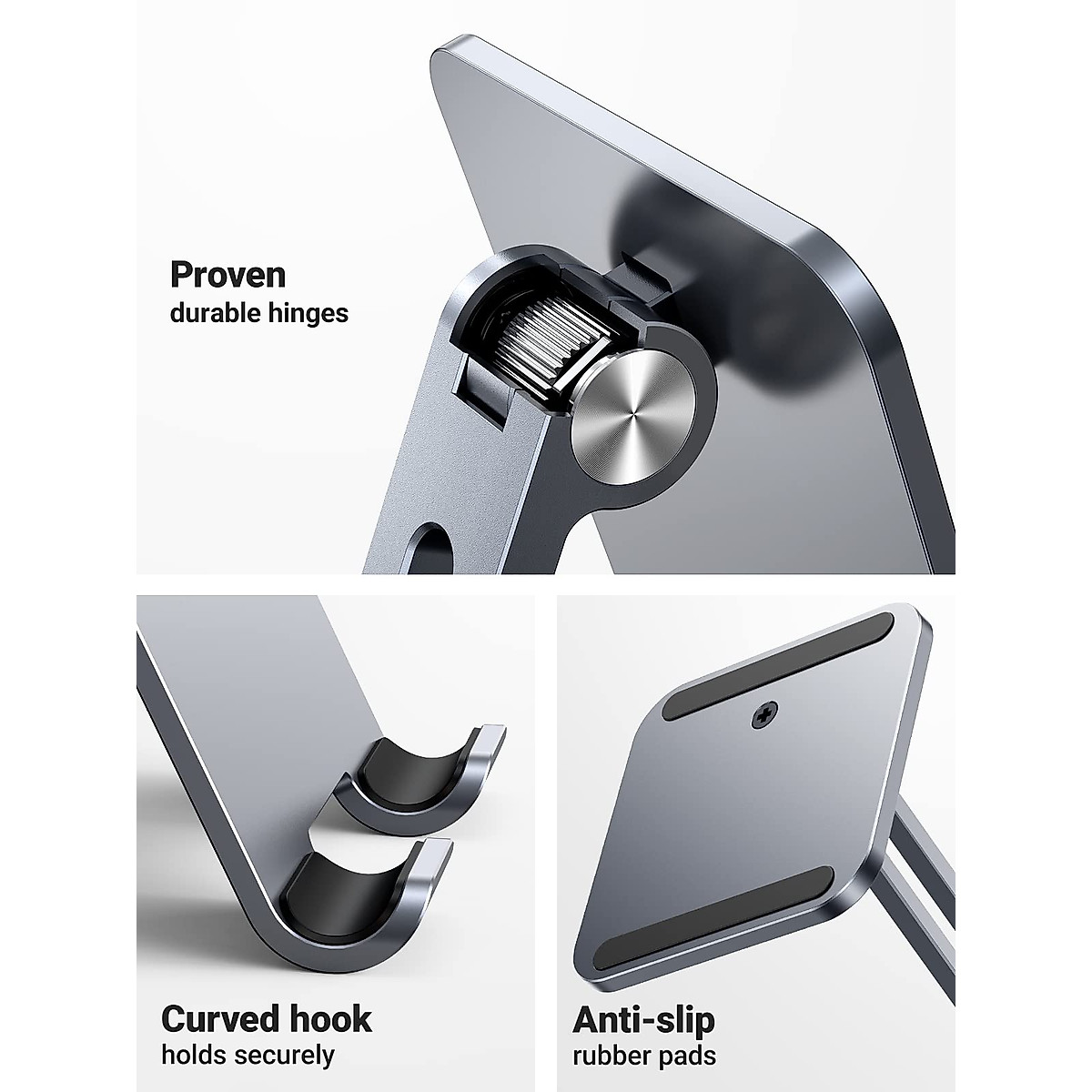 UGREEN Tablet Stand Compatible for iPad Desk Stand Holder Adjustable Aluminum Thicker Base Compatible with iPad Pro Air Mini 13 12.9 11 Inch Home Office Desk Accessories Grey