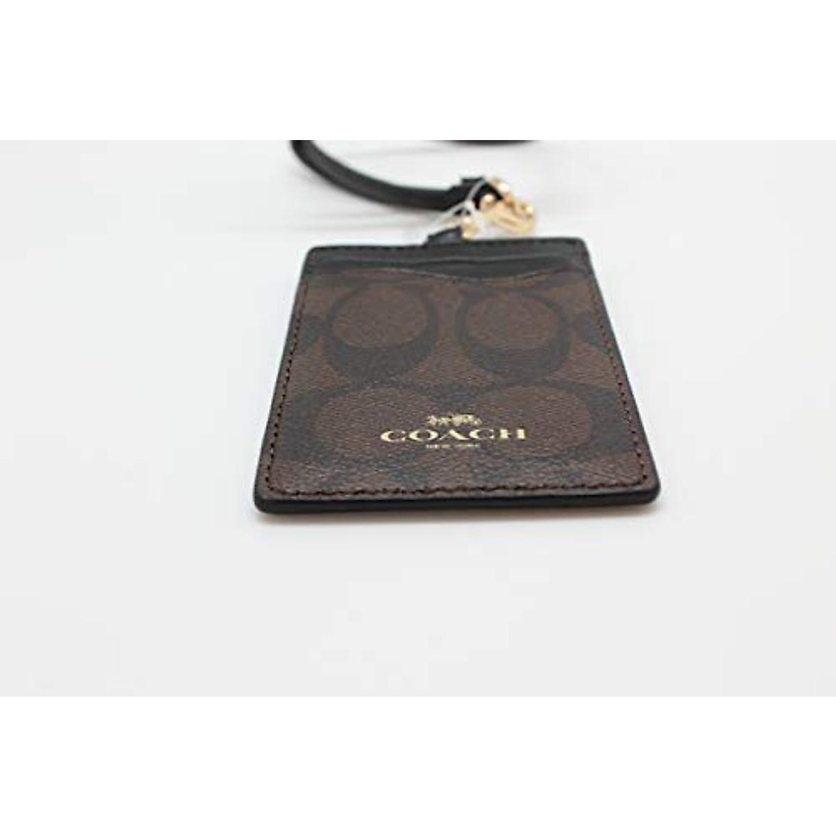 Coach Signature PVC Lanyard ID Badge Card Holder (Brown/Black)