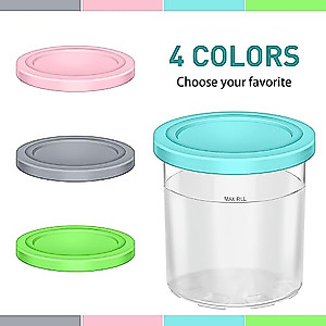 Ruizhihu Creami Pint Containers for Ninja Creami Pints And Lids - 4 Pack Compatible With Nc301 Nc300 Nc299amz Series Ice Cream Maker Airtight And Dishwasher Safe Pint Containers