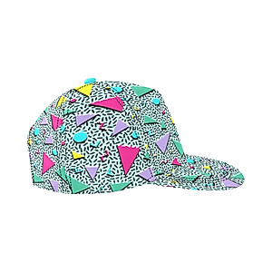 Memphis 80s 90s Flat Bill Baseball Cap for Mens Women Teens, Retro Dad Cap Trucker Snapback Sun Beach Hat
