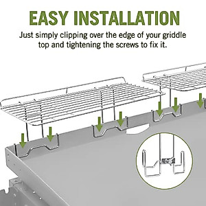 Geesta 2Pcs Blackstone Griddle Warming Rack, Grill Warming Rack Compatible with 17 & 22 & 28 & 36 Inch Blackstone Griddles, Outdoor Blackstone Cooking Accessories