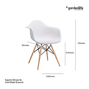 +gardenlife | Eames Nordic Chair Mid Century Design Dining Plastic Armchair | Set of 2 | Black