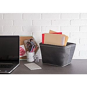 DII Variegated Trapezoid Storage Bin, Zig Zag Stitch, Black, Medium