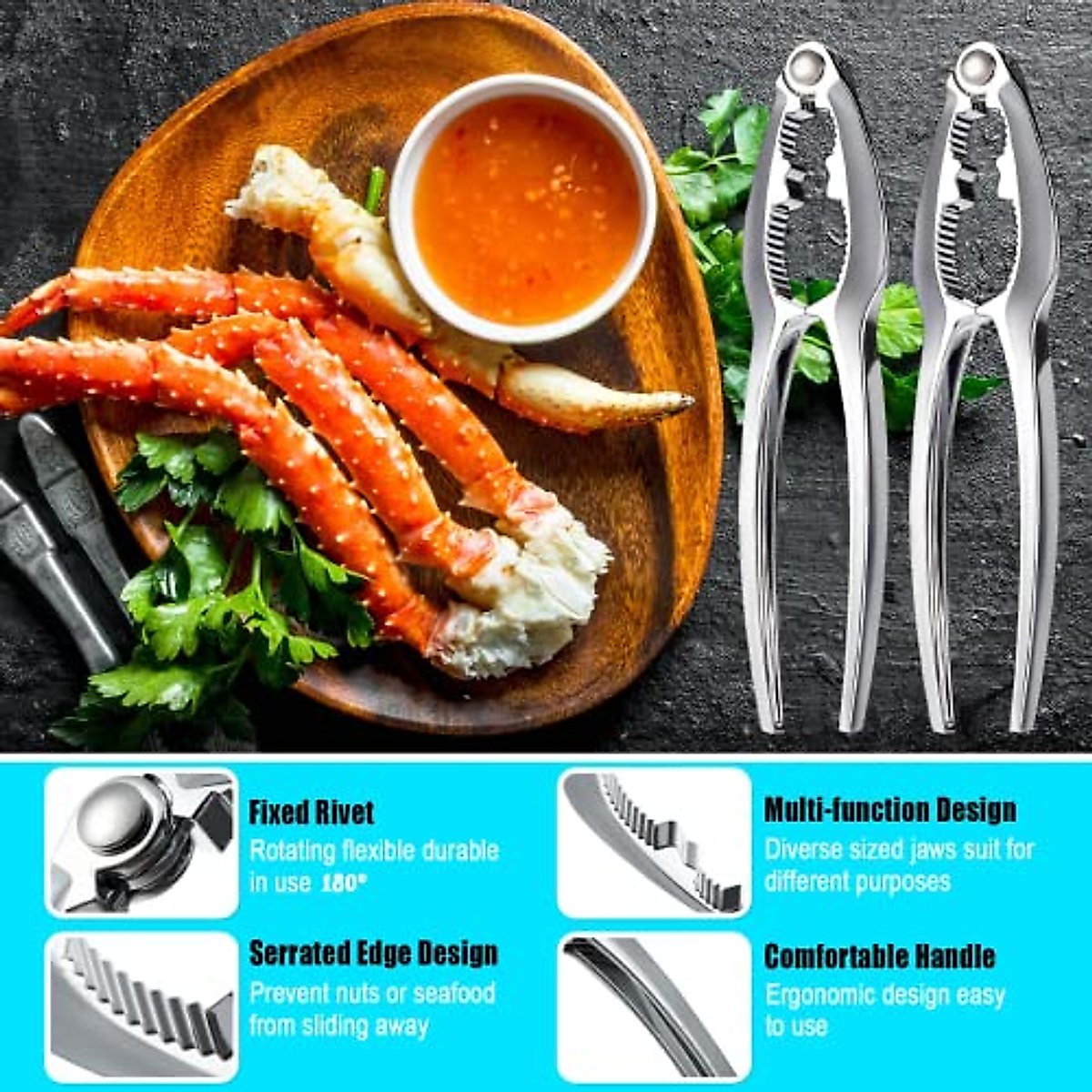 12 Pcs Crab Crackers and Tools, Nut Crackers for Crab Legs, Lobster Crackers Crab Crackers Sets, Heavy Duty Seafood Tools Nut Crackers Set