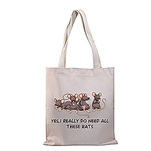 BDPWSS Rat Tote Bag For Rat Keeper Lover Gift Cute Rat Mom Gift Yes I Really Do Need All These Rats Canvas Handbag (Do need rats TG)