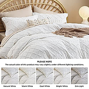 Bedsure Duvet Cover King Size - King Duvet Cover Set, Boho King Bedding Set for All Seasons, 3 Pieces Embroidery Shabby Chic Home Bedding Duvet Covers (White, King, 104x90)