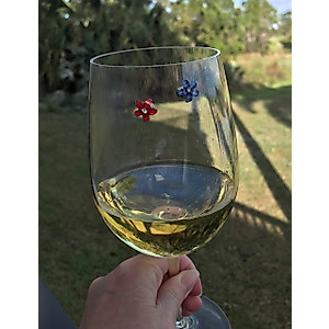 Petite Flower Magnetic Wine Glass Charms - Set of 8 Drink Marker Magnets for Regular or Stemless Glasses by Simply Charmed