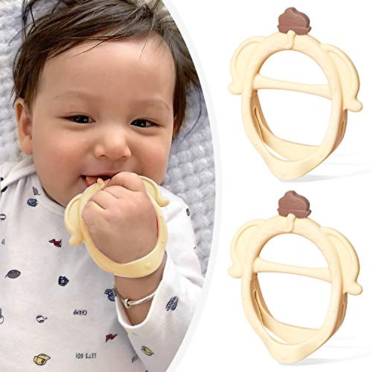 Termichy Teething Toys for Babies 0-6 Months, Non-dropping Baby Teething Toys for Soothe Babies Gums, Baby teether with BPA-free & Hand-free for Newborn Infant