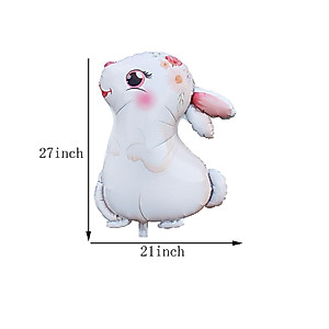 CSTYWC 4PCS Large Bunny Foil Balloon Rabbit Balloons Bunny Party Decorations Animal Mylar Balloons for Birthday Spring Woodland Themed Party Baby Shower Party Supplies