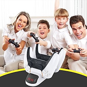 Controller Charging Station, SEVENKA Charger Dock, Fast Charging Stand with USB Type C Converter Compatible with PlayStation 5/PS5 Dualsense Controller, Dual USB C Fast Charging for Dual Controller