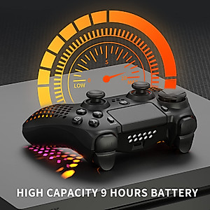 Nitho RGB Wireless Controller for PS4/PS5 (PS4 Game Only)/PC/Android/iOS, Hexagonal Design Joystick with RGB LED Lights, Vibration, 6-Axis Motion Sensor, Touchpad, Audio Jack/Speaker, Trigger Sets